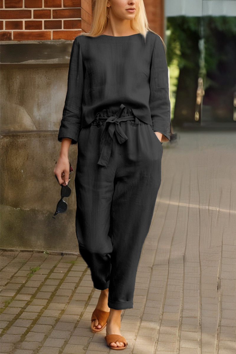 100% Cotton Linen Monochrome 2 Piece Set - North