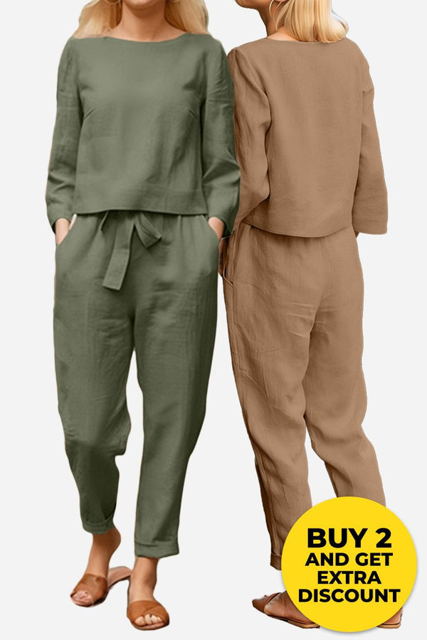 Retro Monochrome Linen Two-Piece Set 1+1 - North
